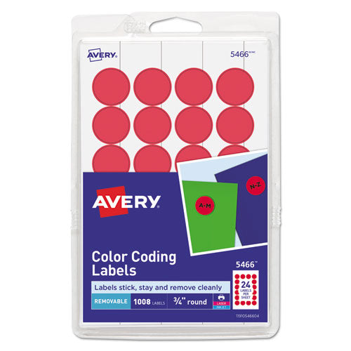 Printable Self-adhesive Removable Color-coding Labels, 0.75" Dia, Red ...