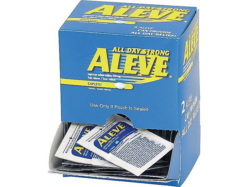Aleve 220mg Naproxen Caplets, 1/Packet, 50 Packets/Box – Personal Touch ...
