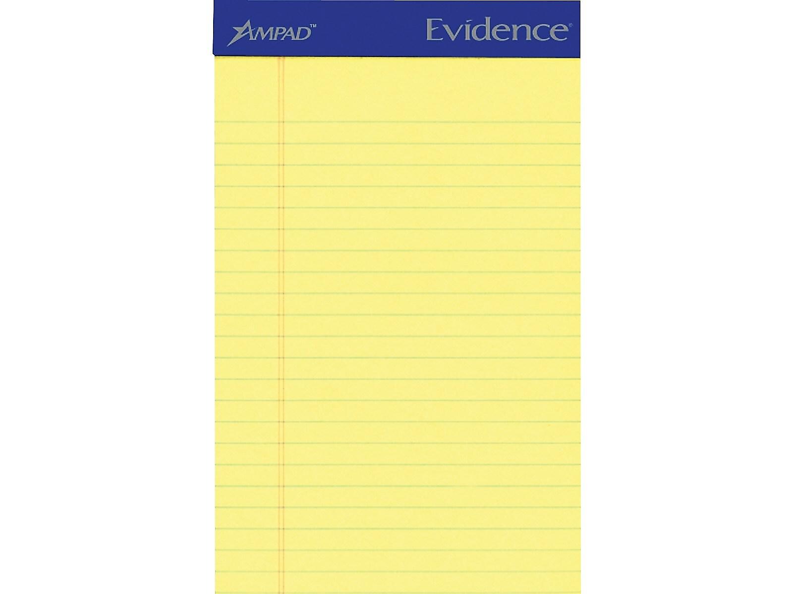 Ampad Evidence Notepads, 5" x 8", College Rule, Canary, 50 Sheets/Pad ...