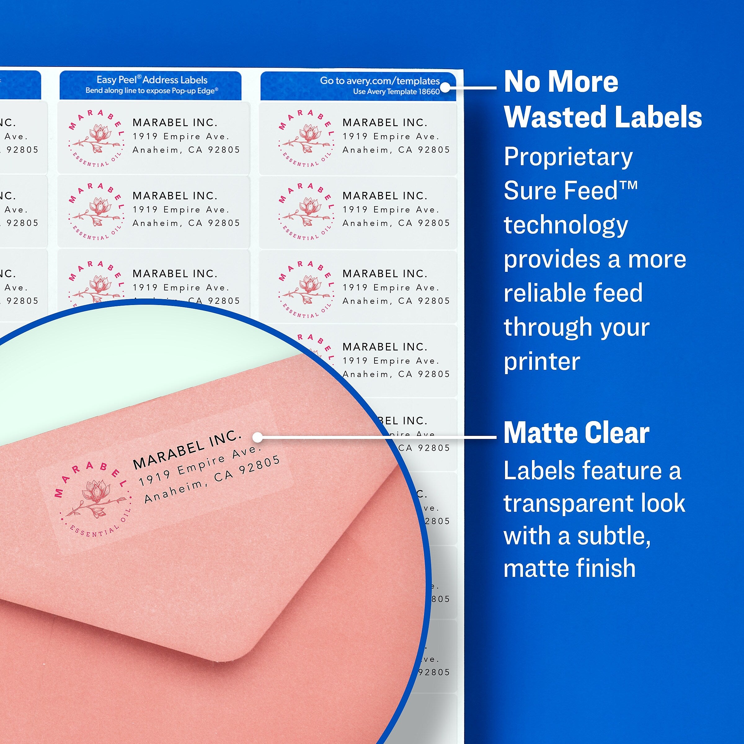 Avery Easy Peel Laser Address Labels, 1-1/3" x 4", Clear, 14 Labels/Sh ...