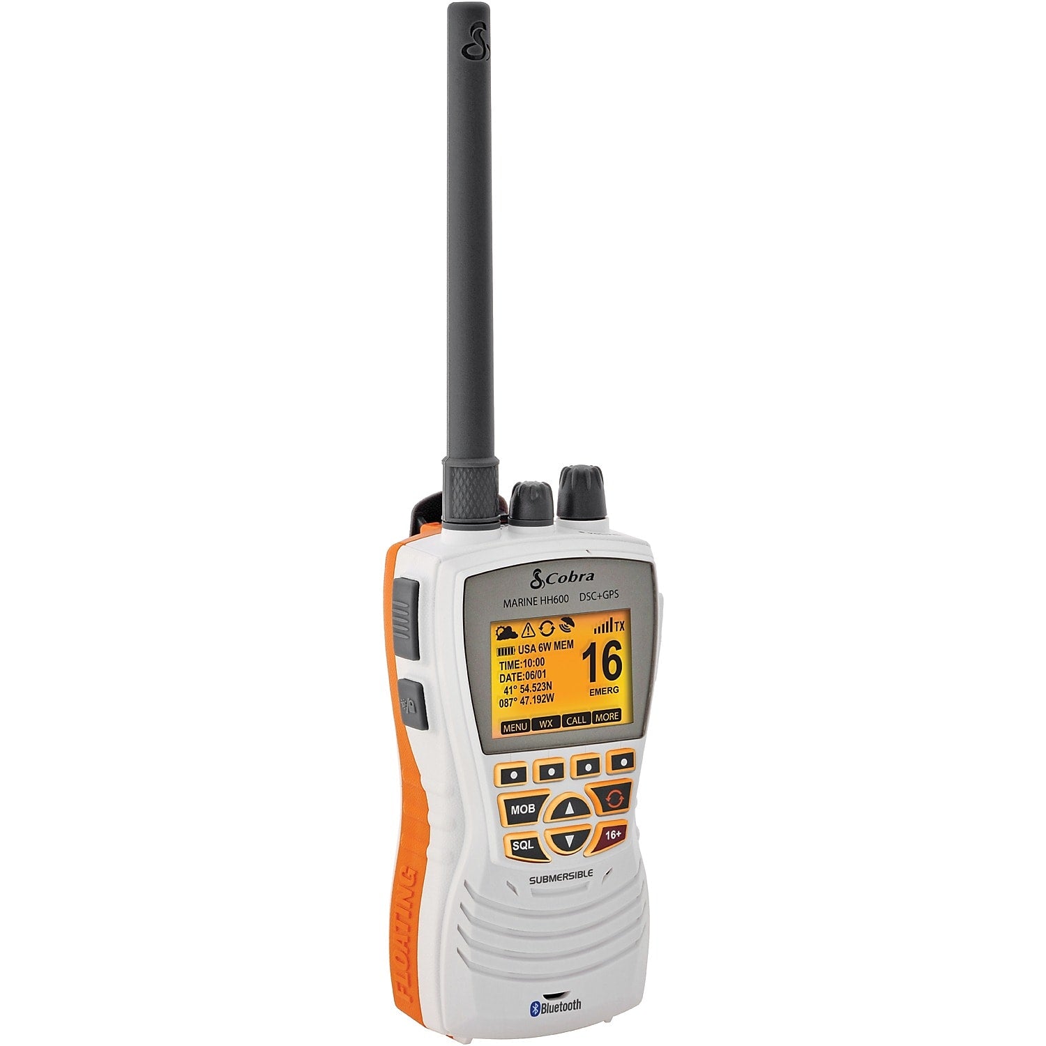 Cobra DSC Floating VHF Marine Radio With Built-in GPS & Bluetooth, Whi ...