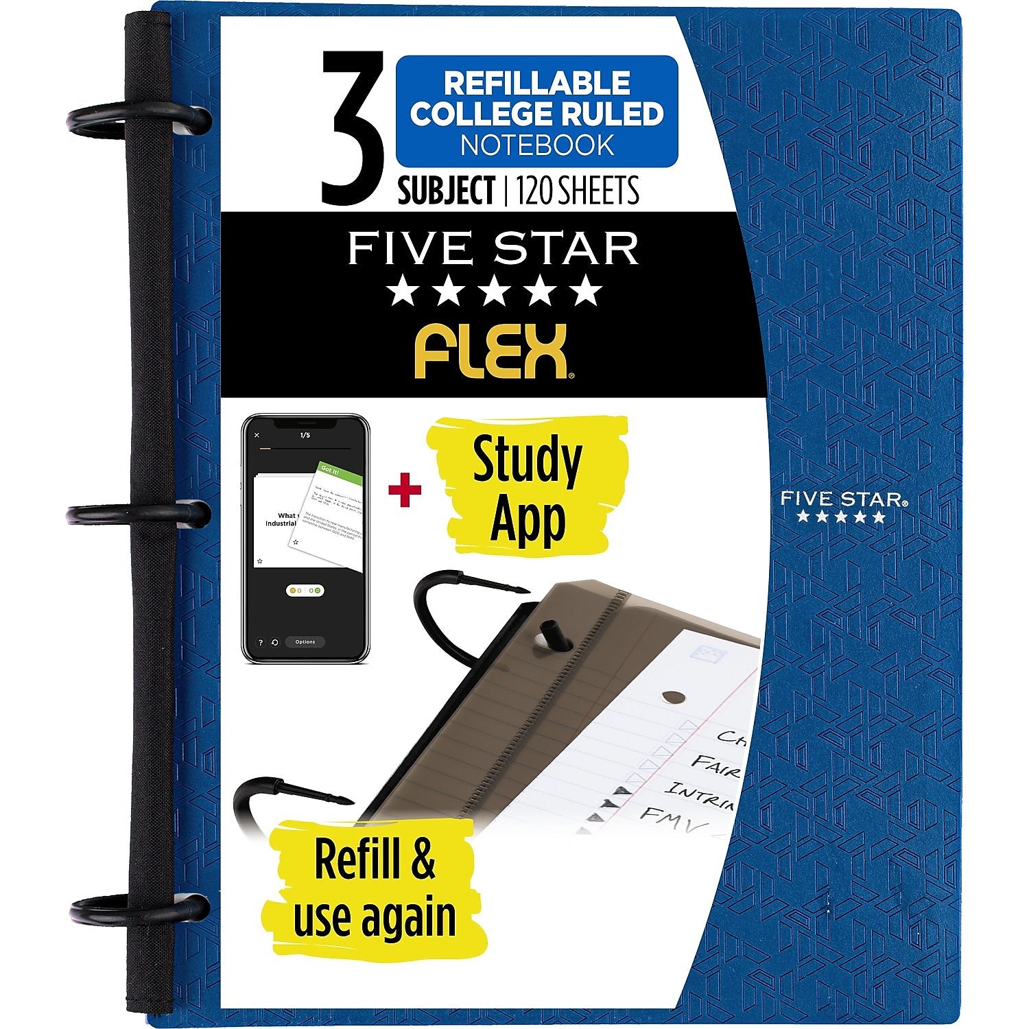 Five Star Flex 3-Subject Notebooks, 8.5" x 11", College Ruled, 120 She ...