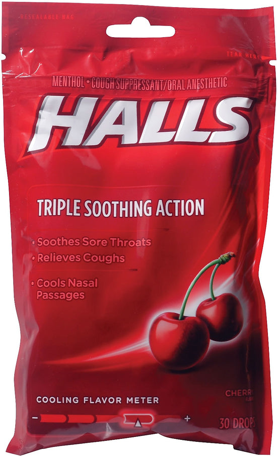Halls Menthol Cough Drops, Cherry, 30/Pack – Personal Touch Cleaning ...
