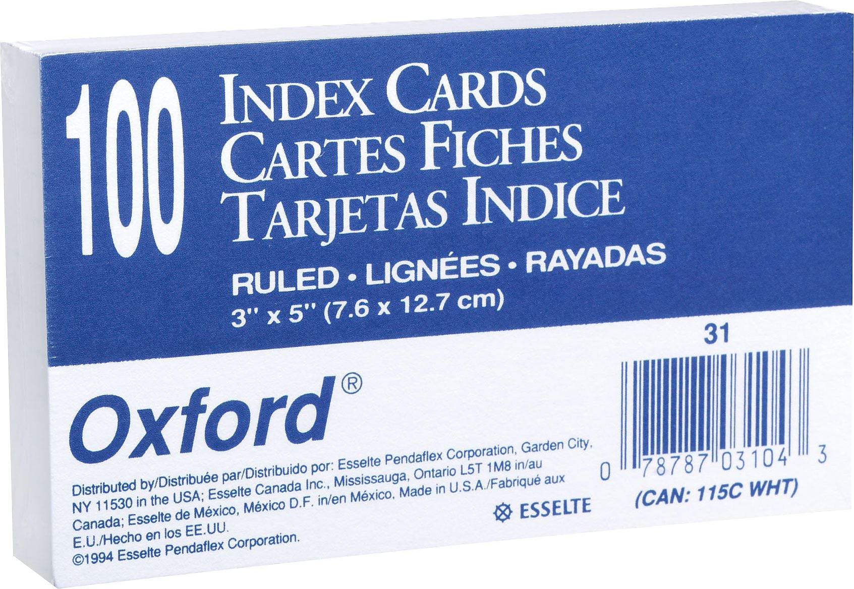 Oxford 3 x 5" Index Cards, Lined, White, 100/Pack – Personal Touch ...