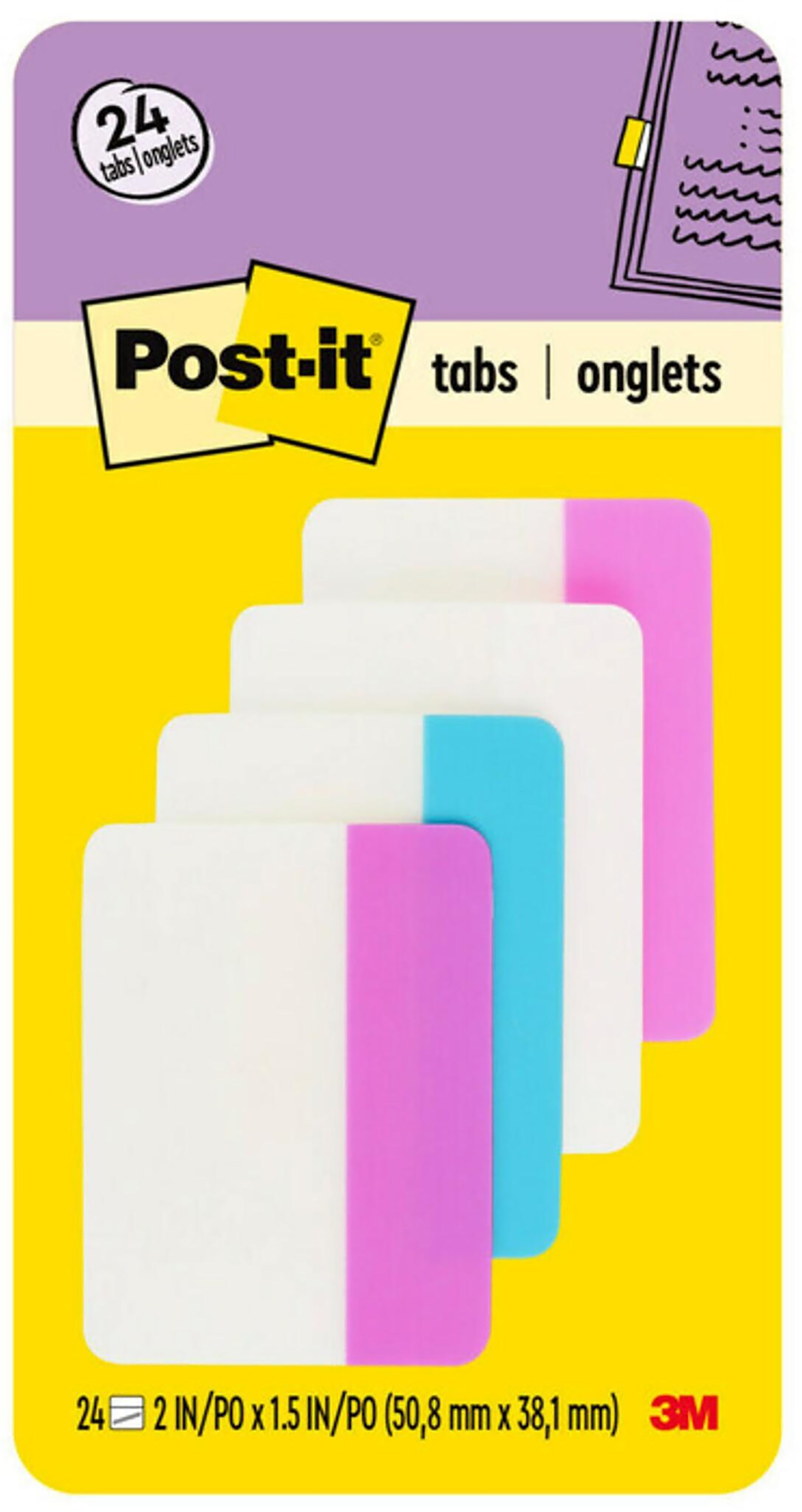 Post-it Filing Tabs, 2" Wide, Solid, Assorted Colors, 24 Tabs/Pack ...