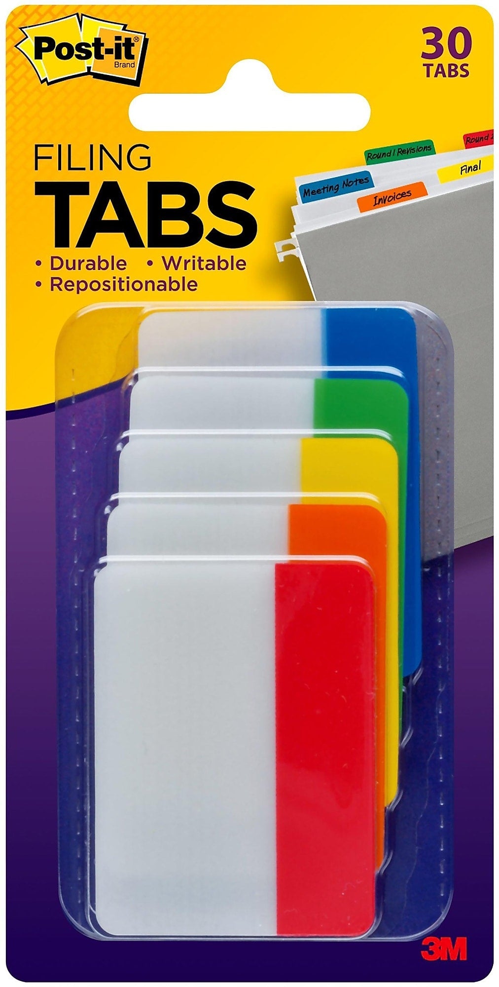 Post-it Tabs, 2" Wide, Solid, Assorted Colors, 30 Tabs/Pack – Personal ...