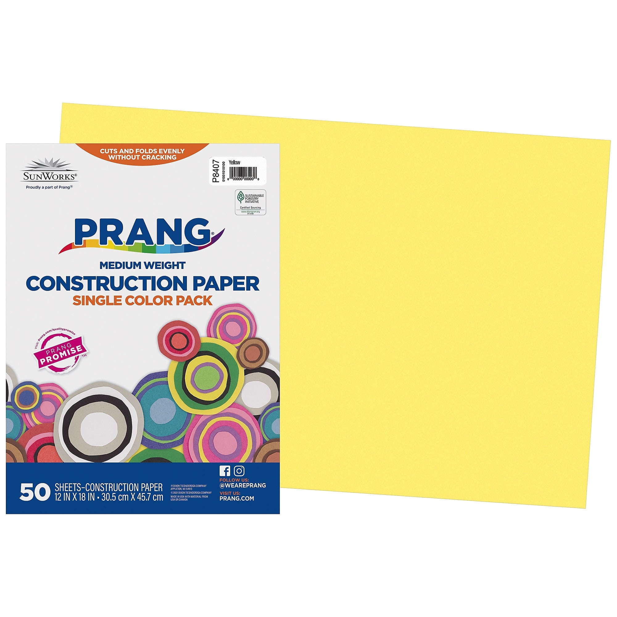 Prang 12" x 18" Construction Paper, Yellow, 50 Sheets/Pack – Personal ...