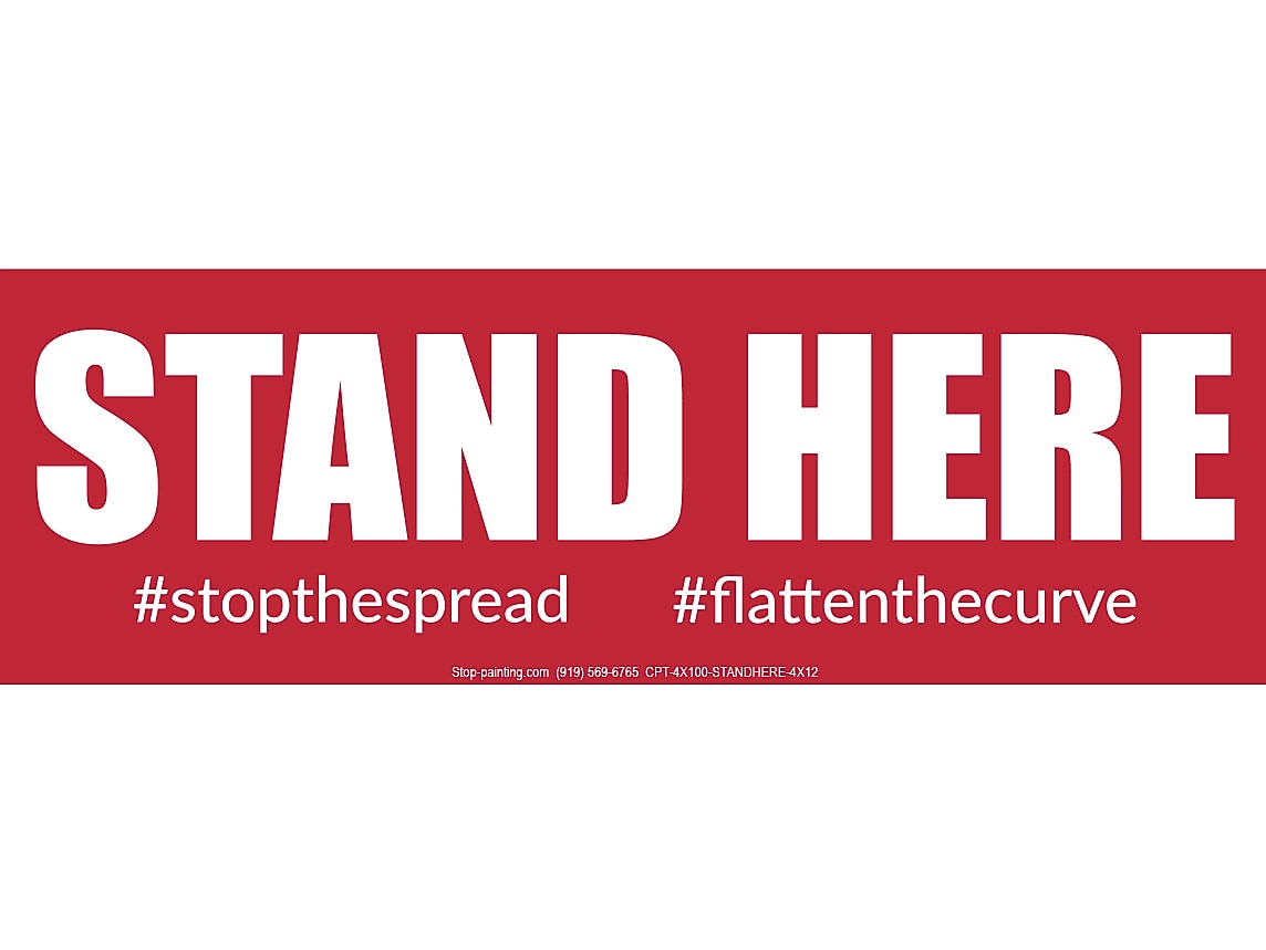 Superior Mark® Floor Decal, "Stand Here", 4" x 12", Red/White ...
