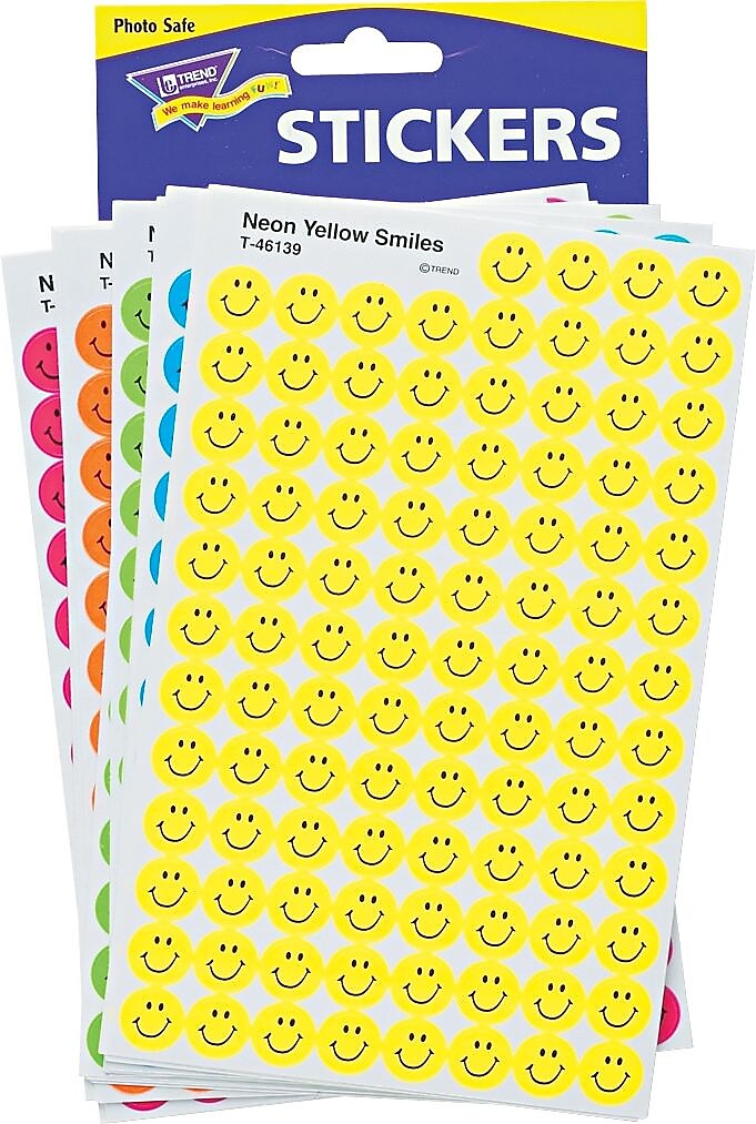 superSpots® Sticker Variety Pack, Neon Smiles, 2,500 per Pack ...