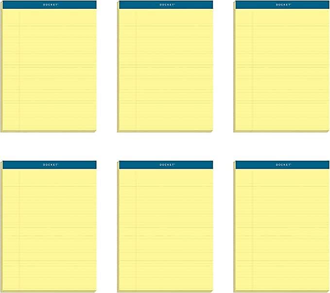 TOPS Docket Notepads, 8.5" x 11.75", Narrow Ruled, Canary, 100 Sheets ...